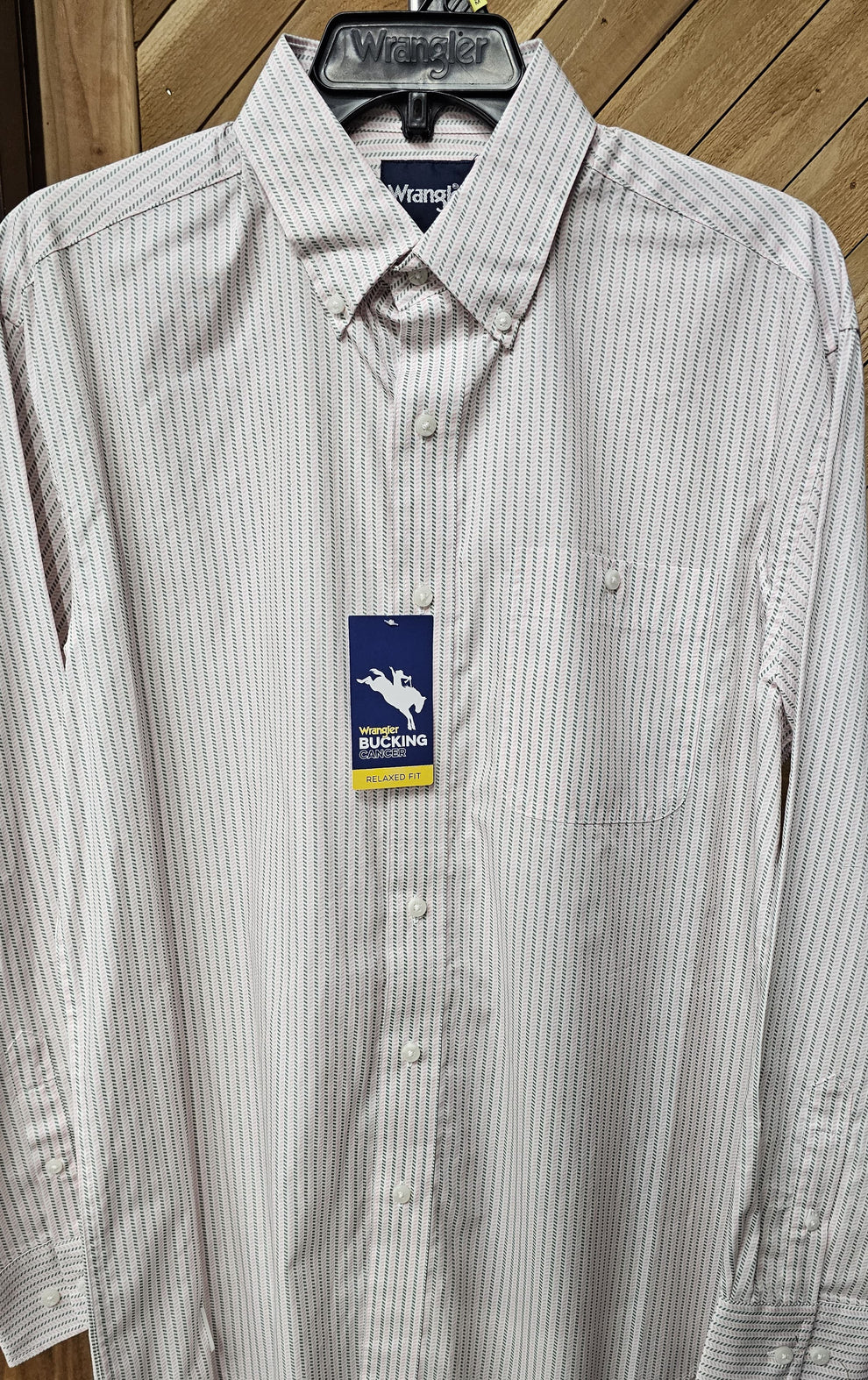 Wrangler Men's Bucking Cancer Pink Button Down Shirt 112346484 – Cowboy ...