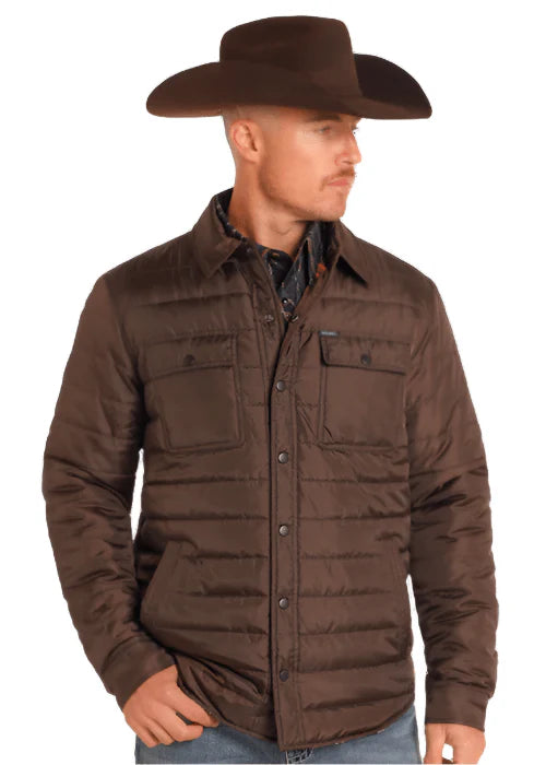 "Rock & Roll Men's Brown Puffer Jacket with Aztec Lining - Style BM92C ...